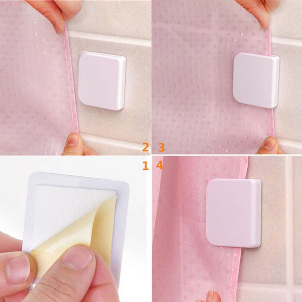 2x Shower Curtain Clips Anti Splash Fixed Clamps Bath Guard Home ...