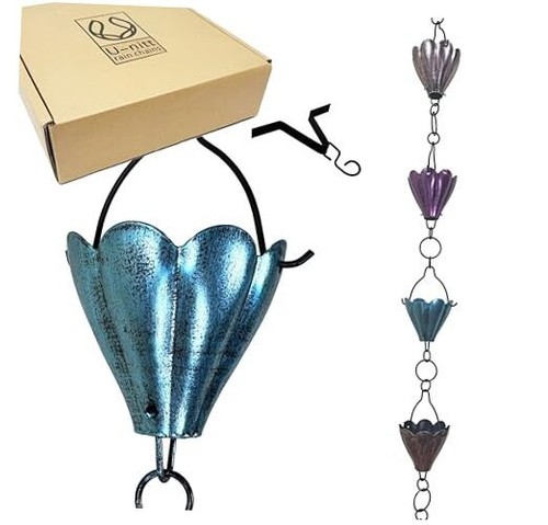 Rain Chain Water Collection for Gutters, Rainwater Catcher & Diverter ...