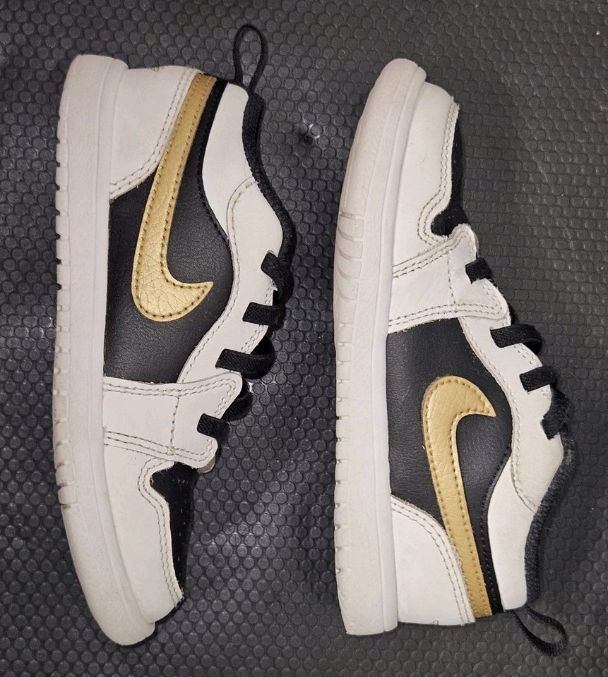 Nike Air Jordan 1 Low White Black And Gold Hook Loop 10C DR9748-172 *ASIS READ* | eBay