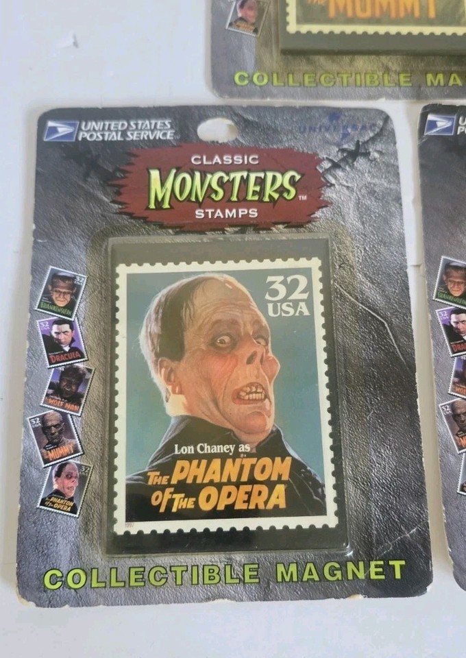 3 X Classic Monsters 32 cent Magnets - USPS - 1997 - Sealed | Wolf Man ...