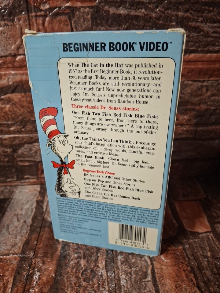 Dr Seuss One Fish Two Fish Red Fish Blue Fish Thinks Think Foot VHS ...