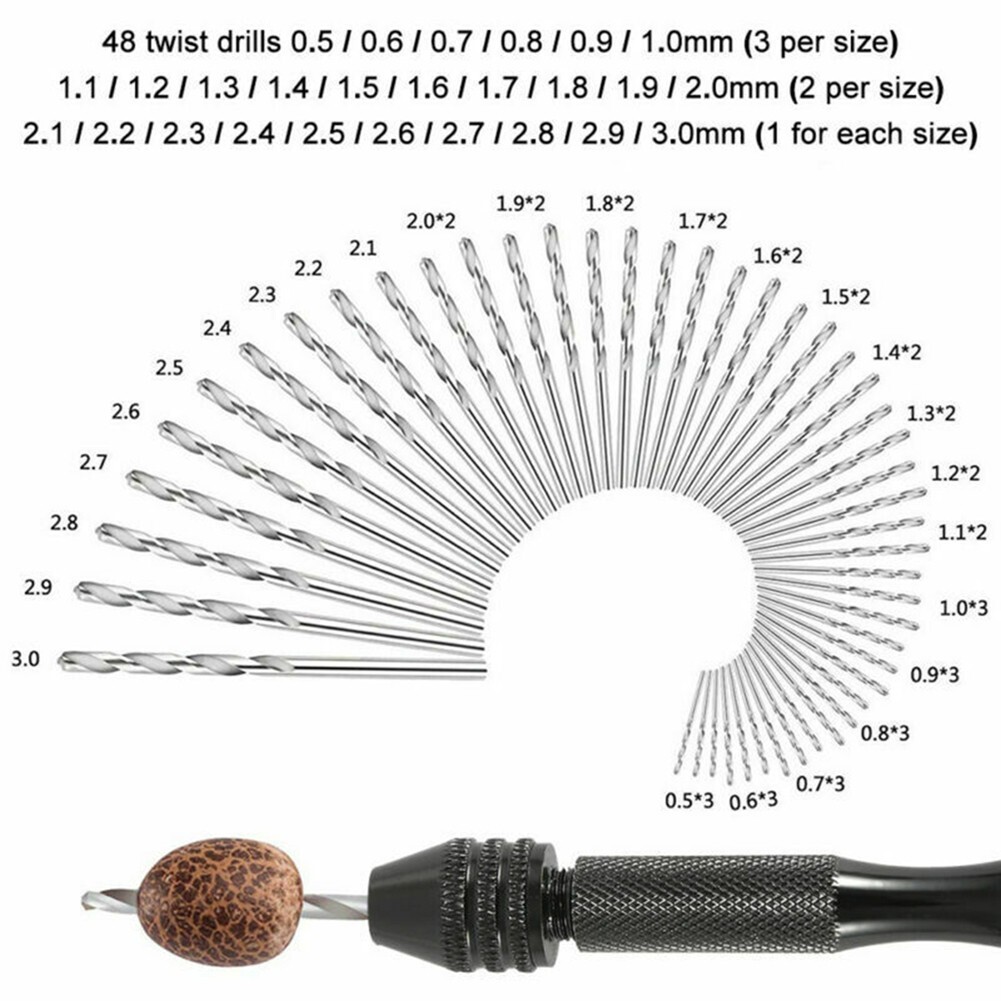 49PCS/Set HSS Mini Micro/ Spiral Hand Push/ Drill Chuck Drill Pin/Vise ...