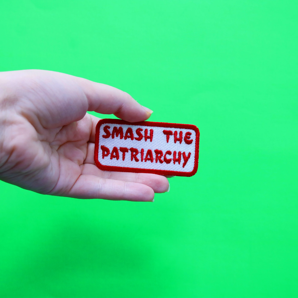 Red Smash The Patriarchy Box Embroidered Iron On Patch | eBay