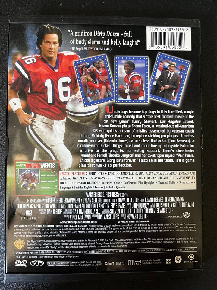 * The Replacements - Keanu Reeves - Gene Hackman - Orlando Jones - Very ...