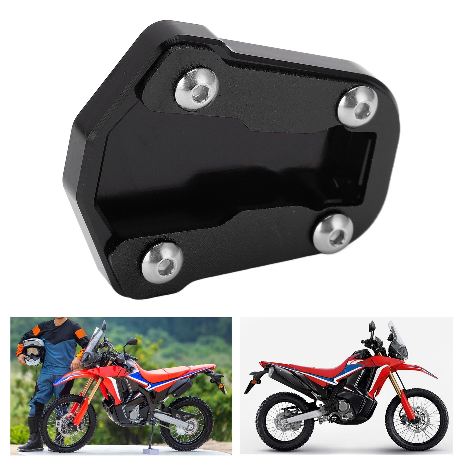 Black Motorcycle Extension Enlarger Pad CNC Aluminium Alloy Replace For ...
