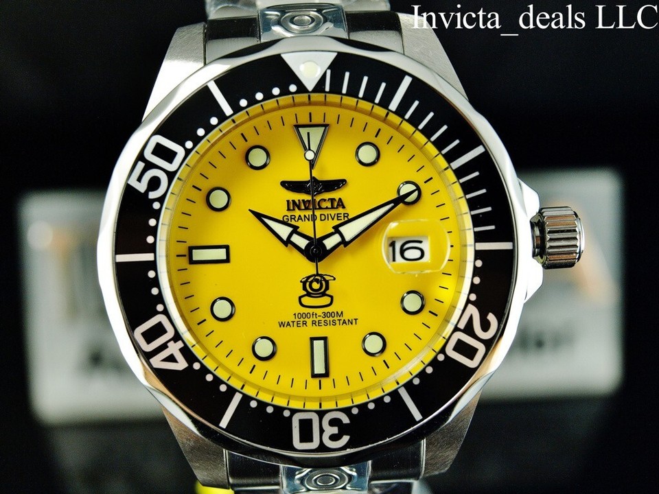 Invicta Men's 47mm GRAND DIVER AUTOMATIC Yellow Dial Stainless Steel ...