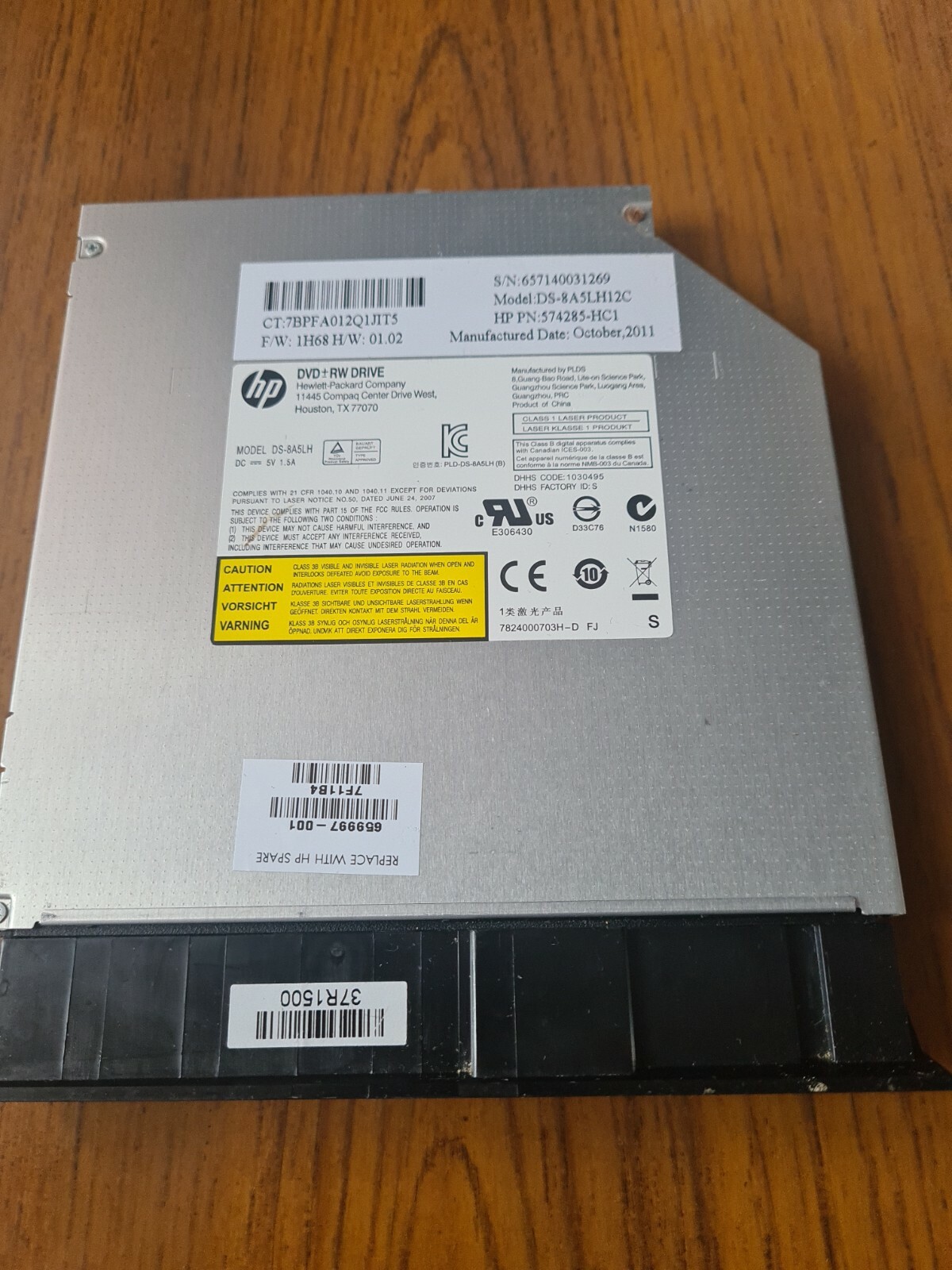HP G6 Optical/Dvd Drive DS-8A5LH12C, 659997-001 , 574285-HC1, DS-8A5LH ...