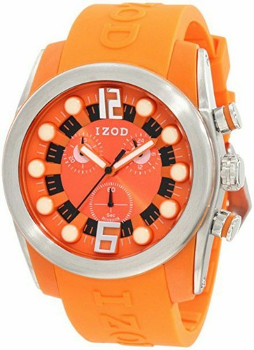 NEW IZOD IZS2/6 Men's Orange Analog Quartz Luminous Silicone SS Sports ...