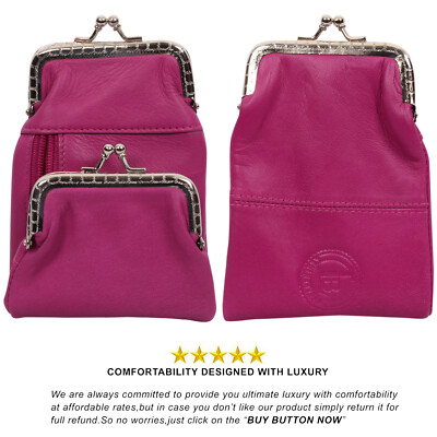 Pink Leather Cigarette Case. Snap & Zipper Pouches Coin Purse Lighter ...