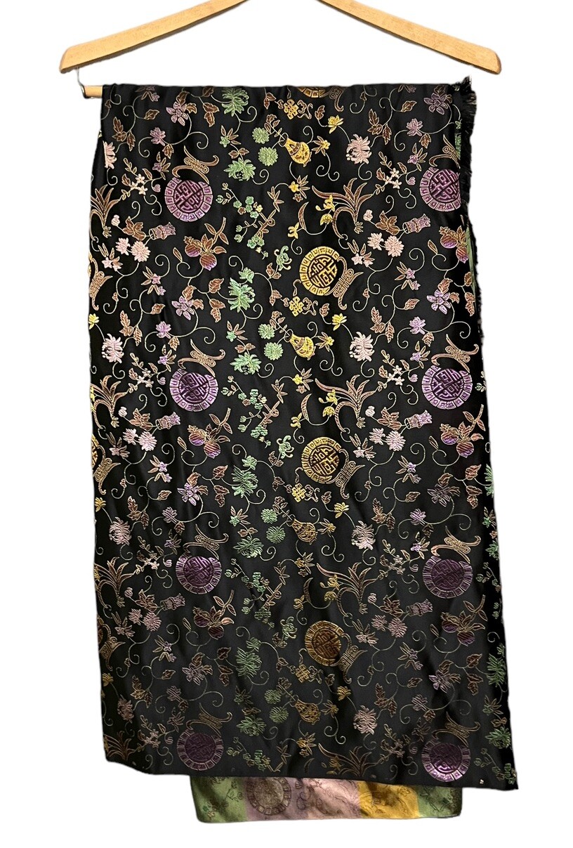 Vintage Japanese Brocade Graphic Print Silk Fabric Approximately 2 ...