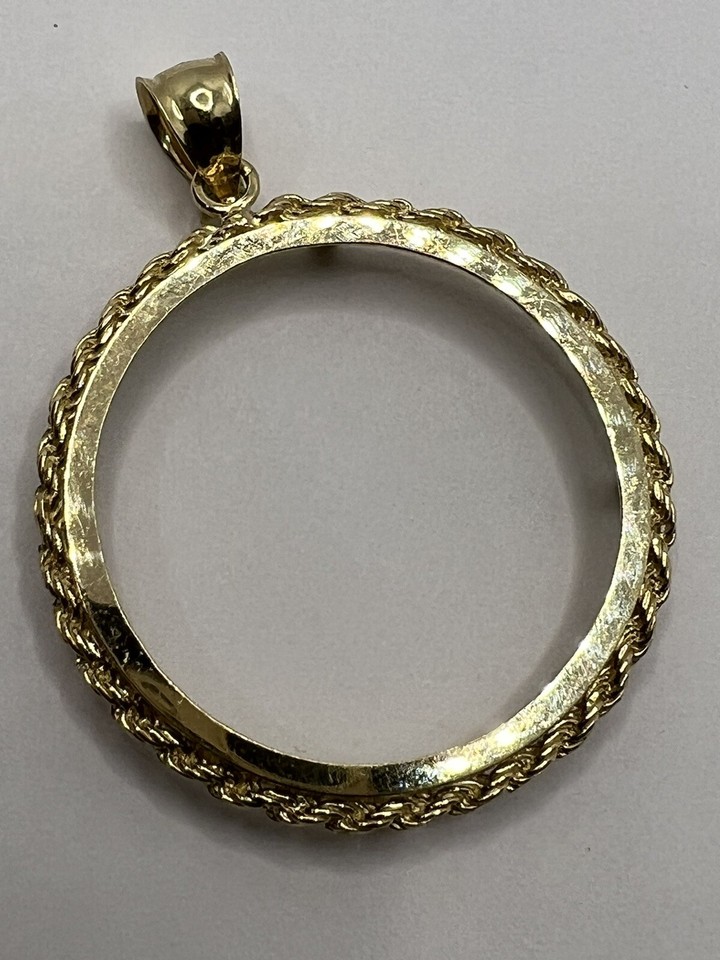 GOLd Bezel 50 pesos pendant 14k mexic moneda centenario coin frame ...