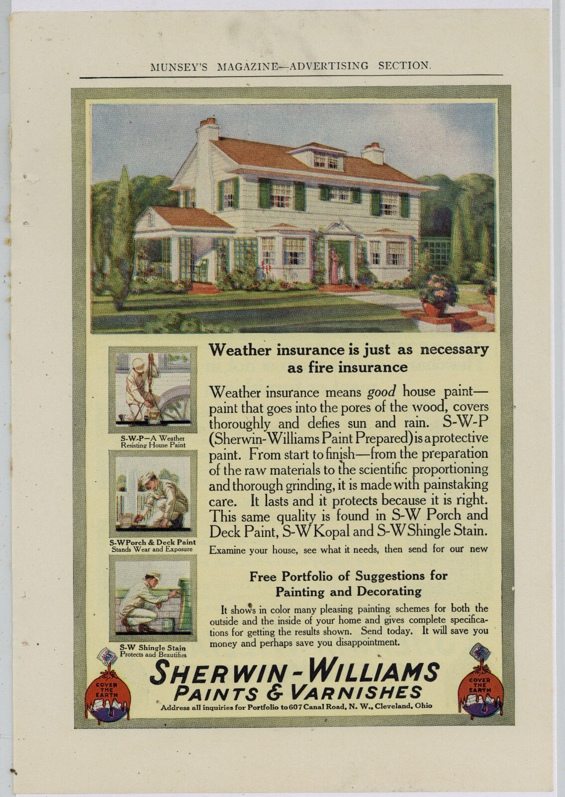 1914 Sherwin Williams Paint & Varnish Ad: SWP House Paint - Cleveland ...