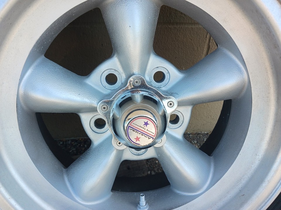 AMERICAN RACING TORQUE THRUST "D" WHEELS SET OF 5 + CAPS + TIRES ...