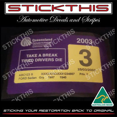 Reproduced Historic QLD Registration Rego Label Decal Sticker 2000 ...