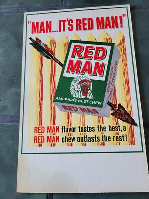 Vintage RED MAN TOBACCO CHEW indian chief arrow advertising sign art | eBay