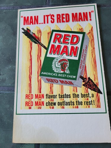 Vintage RED MAN TOBACCO CHEW indian chief arrow advertising sign art | eBay