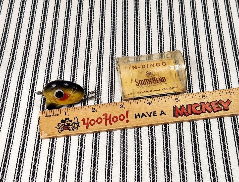 Vtg. Fishing Lure, FIN-DINGO "Yellow Perch" w/ Box! - South Bend (c ...