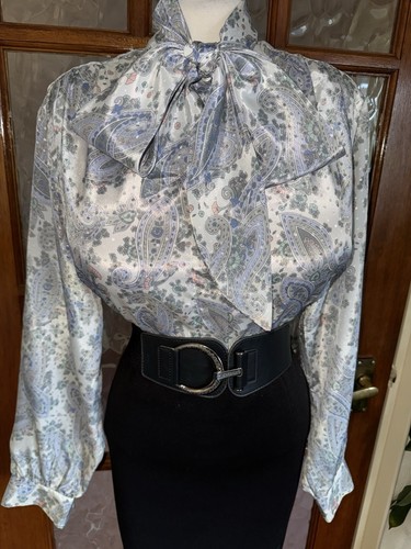 Vintage Slippery Pussy Bow Secretary Blouse Size 12,14 Bust 42ins | eBay