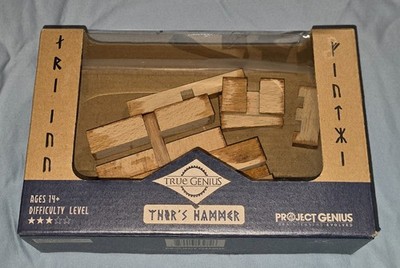 True Genius Thor's Hammer Wooden Puzzle Medium Difficulty Open Box | eBay