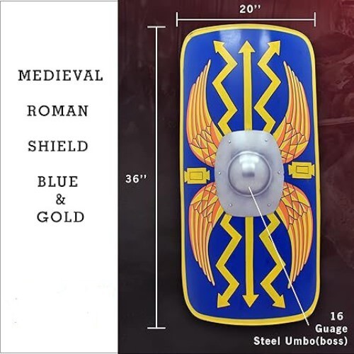 Medieval Warrior Roman Armor Legion Scutum Functional Blue Shield 18G ...