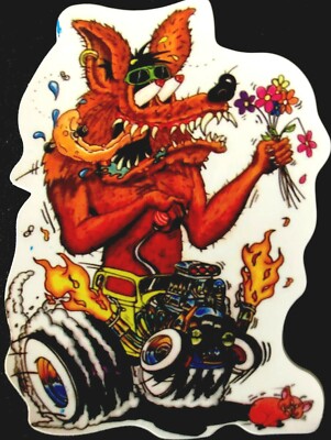 HOT ROD STICKER “ROMANCE WOLFE” 2 1/4 X 3 1/4“ GLOSSY | eBay