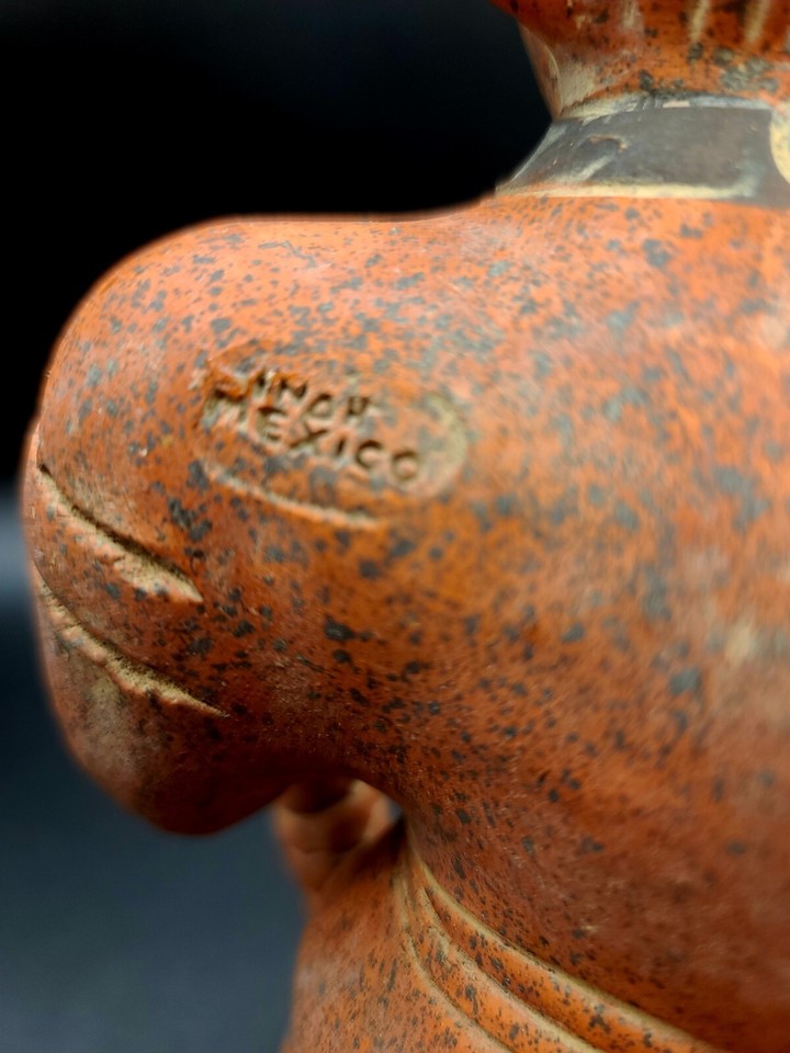 Vintage Terracotta Mexican Pottery Mayan Clay Figure Man Walking Stick ...