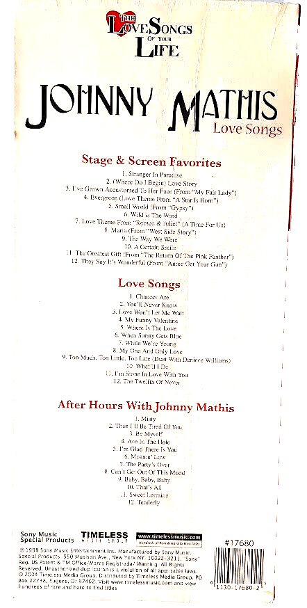 JOHNNY MATHIS "LOVE SONGS OF YOUR LIFE" 3-CD LONG-BOX SET/SEALED | eBay
