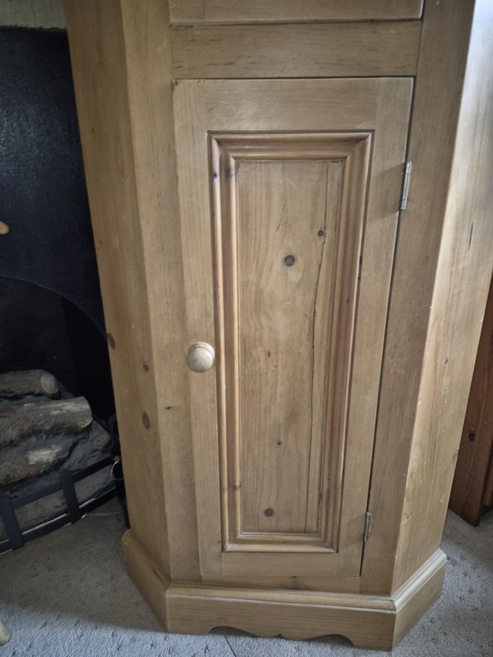 Pine Corner Unit Display Cupboard with Shelves | eBay UK