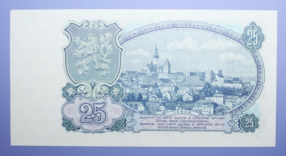 A4 - Czechoslovakia 25 Korun 1953 Crisp Uncirculated Note P. 84 - Tabor ...