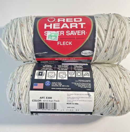 2 Red Heart Super Saver Yarn - 6oz - Aran Fleck #4313 dye lot 03 7130 ...