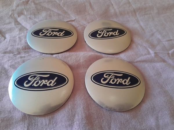 4x BLUE Silver wheel Center Hub Caps decal Stickers 56mm For Ford | eBay UK