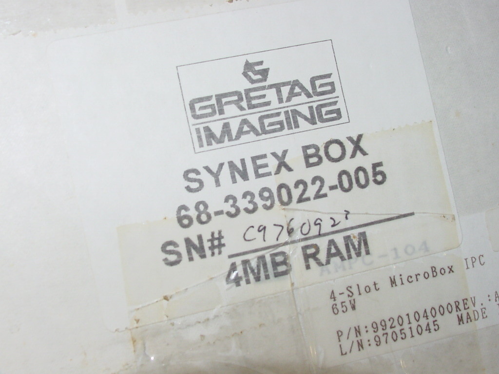 Gretag Imaging Synex Box, 68-339002-005, AR-B1374 CPU Card 386SX-486SLC ...