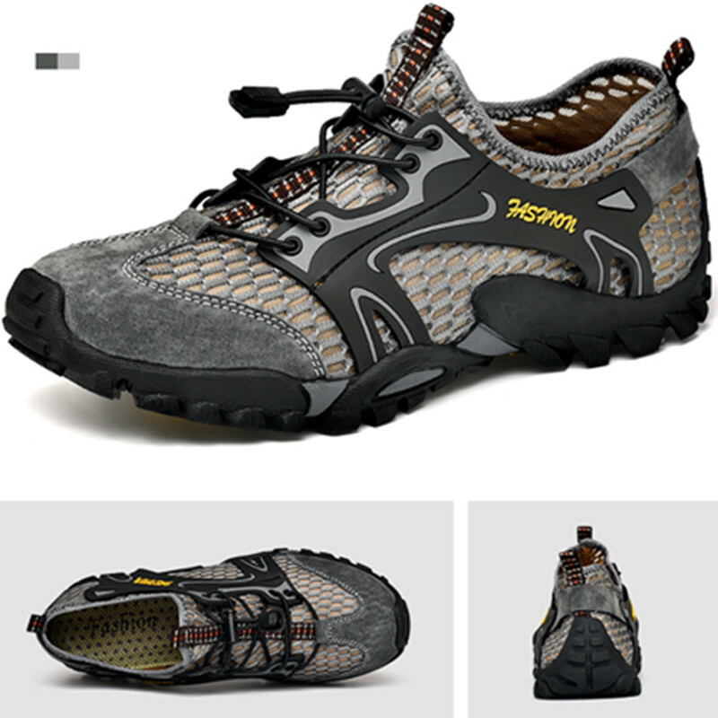 Mens Outdoor Sneakers Water Shoes Mesh Breathable Slipon Flats Hiking ...