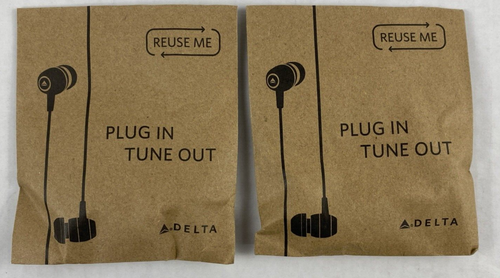 (2) New DELTA Airlines Studio "Plug In Tune Out" Isolation Earbuds ...
