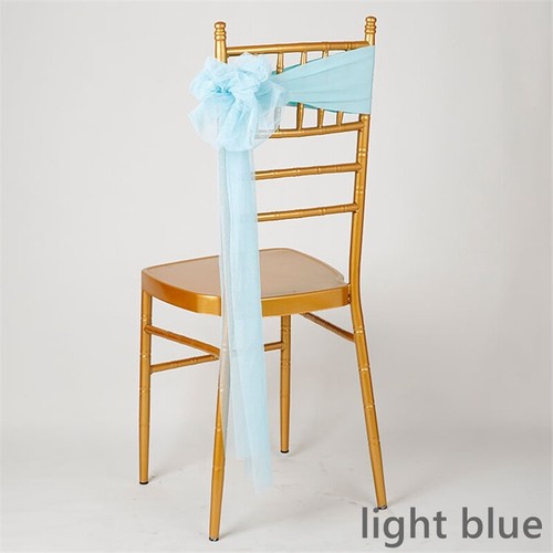 10pcs Wedding Chair Sash Ribbon Cover Mesh Tulle Voile Bow Stretch ...