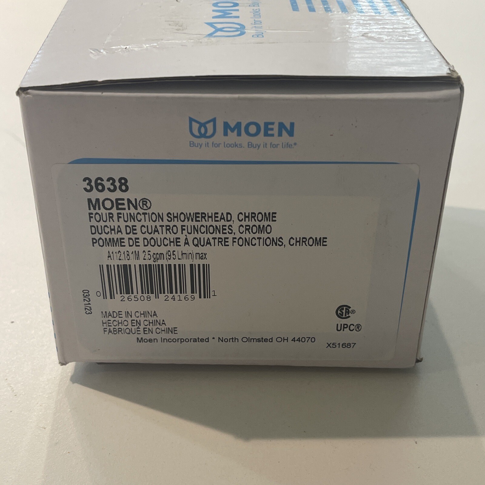 Moen 3638 Chrome 2.5 GPM Multi Function Shower Head for sale online | eBay