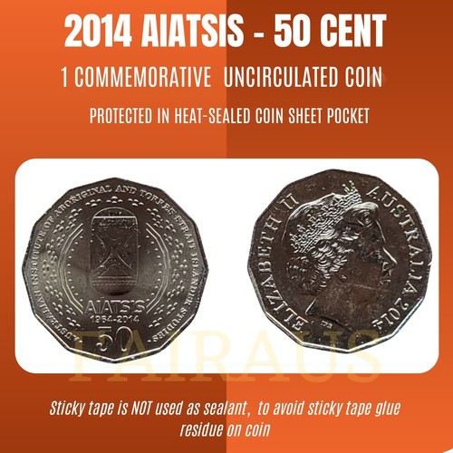 2014 AIATSIS commemorativ 50c Uncirculated 1x 50 cent in heat sealed ...