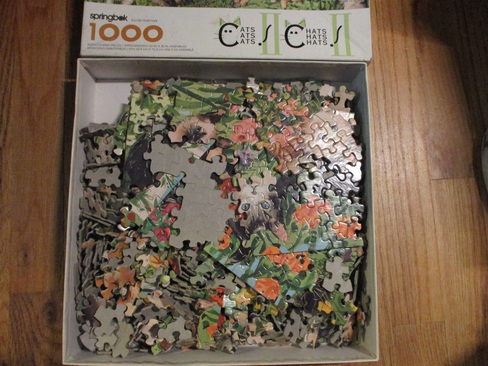VTG Springbok CATS CATS CATS II in Flowers 1000 Pc Jigsaw Puzzle 24" x ...
