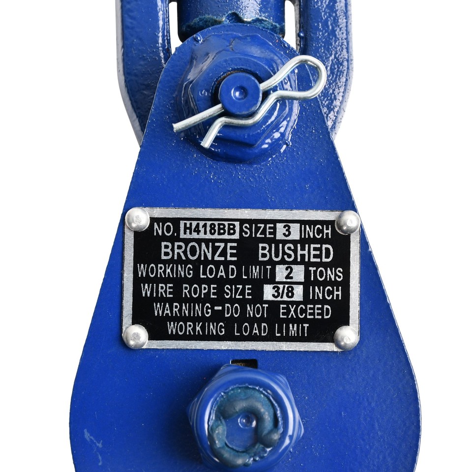 2 Ton Snatch Block with Swivel Hook Safety Latch 3" Sheave 3/8" Cable ...