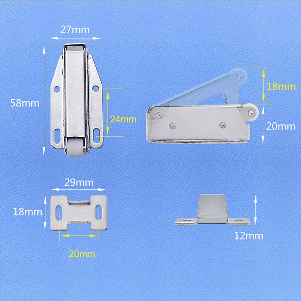 4 Pcs Push-type Door Lock Cabinet Fasteners Release Press Out Hardware ...