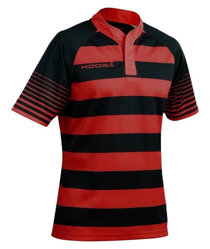 KOOGA HOOPED TEAMWEAR TOUCHLINE MATCH RUGBY SHIRT - BLACK/RED | eBay
