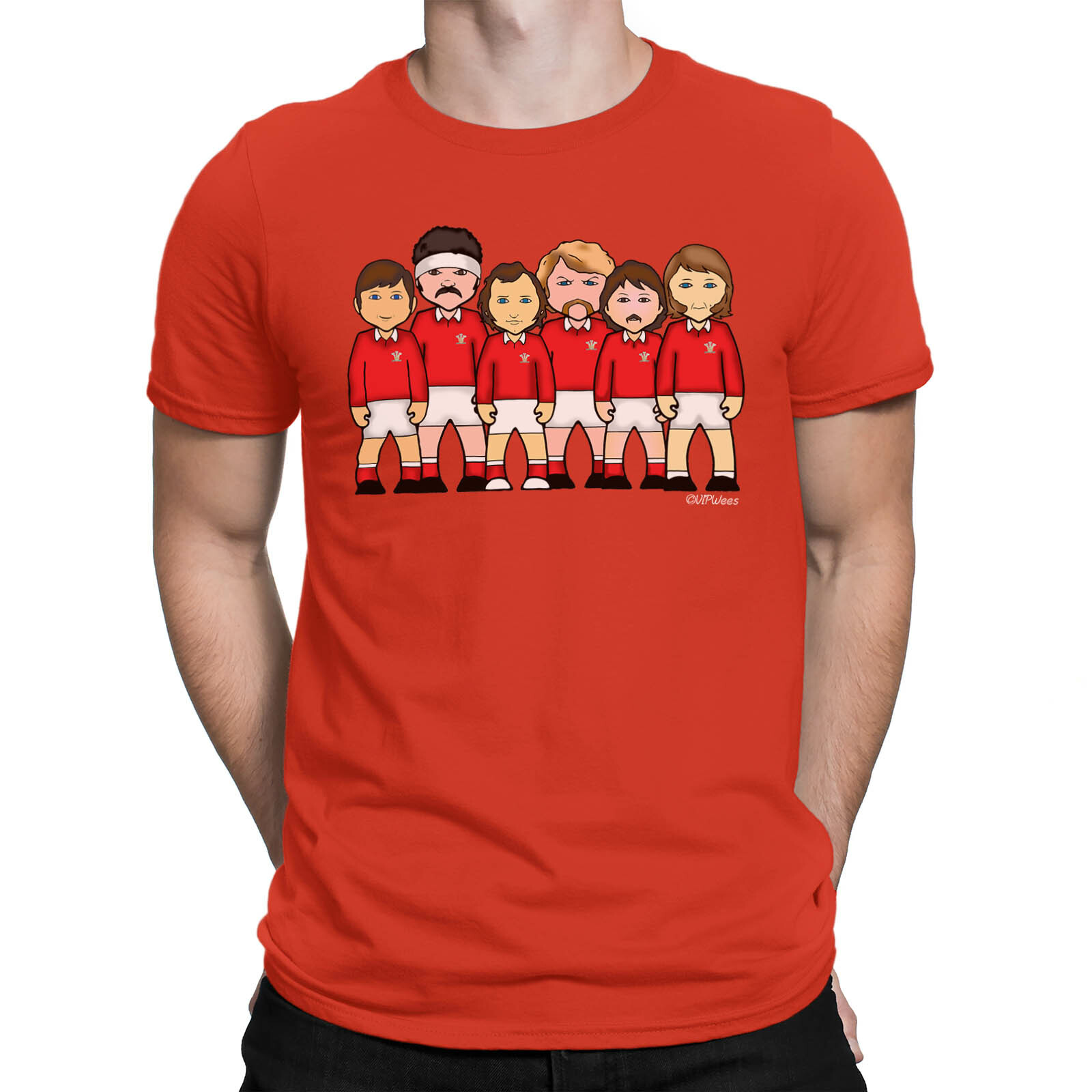 Mens T-Shirt VIPwees Welsh Rugby Legends Sport Caricature Wales 6 ...