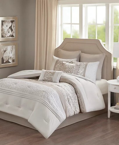 510 Design Ramsey Embroidered 8-Pc. Comforter Set, Queen, Natural ...