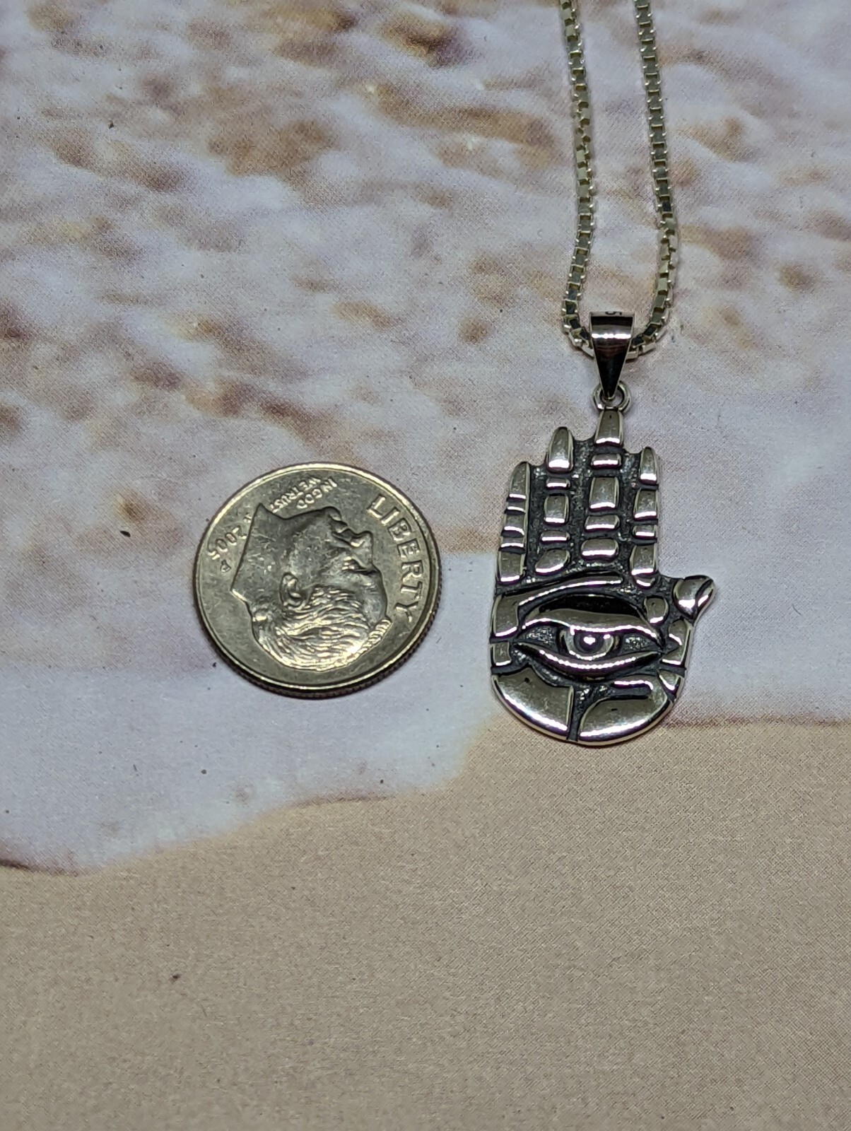 Sterling Silver Hamsa Hand with Evil Eye Necklace with Italian Box ...