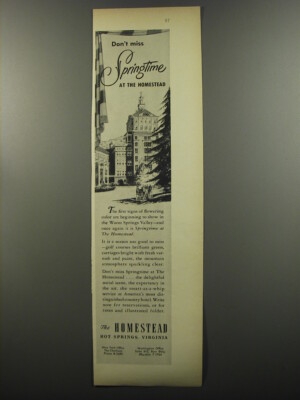 1953 The Homestead Resort Ad - Don't miss Springtine at the Homestead ...
