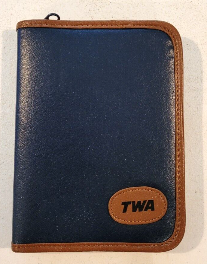 TWA 1986 Mini Zippered Portfolio w/TWA Branded Stapler Staples Notepad ...