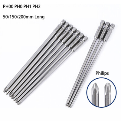 Magnetic PH1 PH2 Screwdriver Power Drill Bit Set 50-200mm Long Philips ...