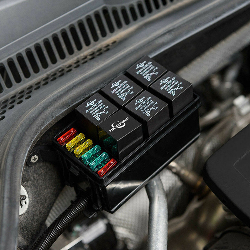 6 Way Auto Fuse Block Car Power Distribution Relay Box W/Pre-Wires ...