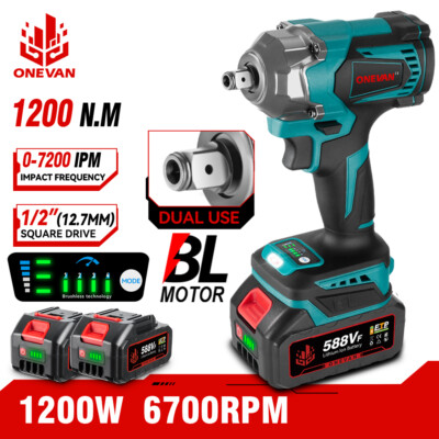 Cordless Impact Wrench 1/2 ” Brushless 1200Nm Electric Impact Gun With ...