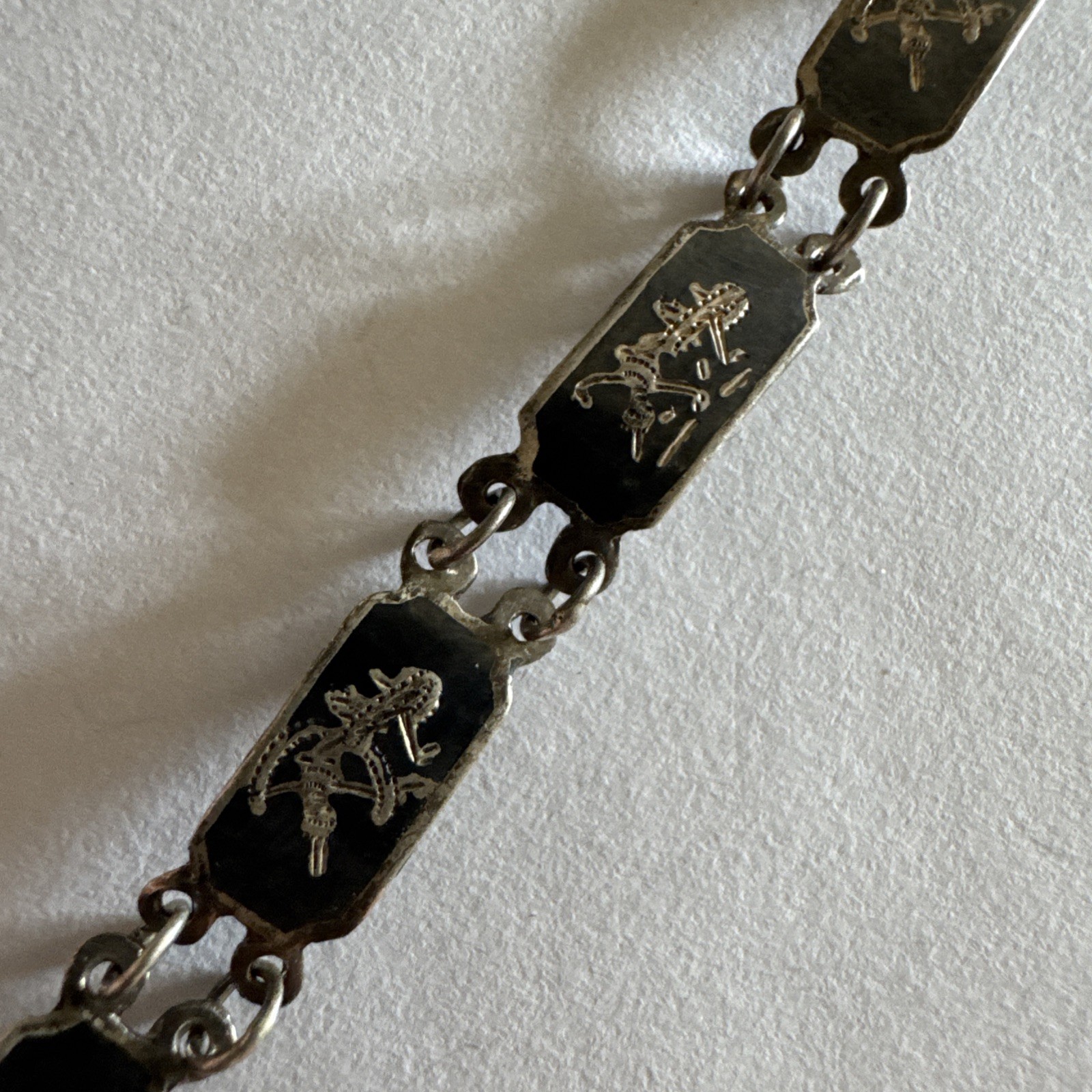 Vintage Sterling Silver Siam Thailand 6mm Wide 925 Niello Bracelet 6.75” 5.05g | eBay UK